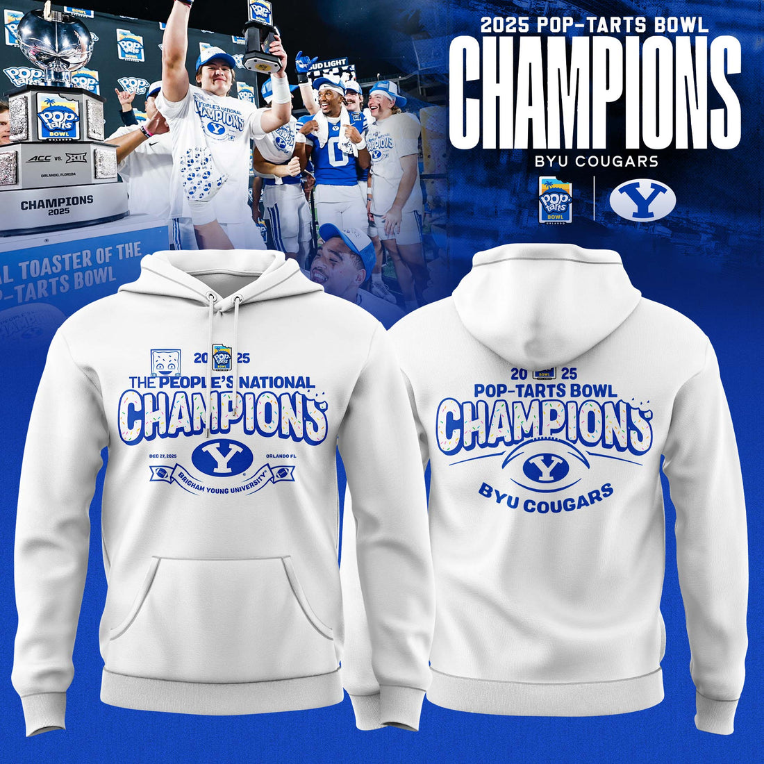 BYU Cougars 2025 Pop-Tarts Bowl Champions Locker Room Hoodie | HN20 ...