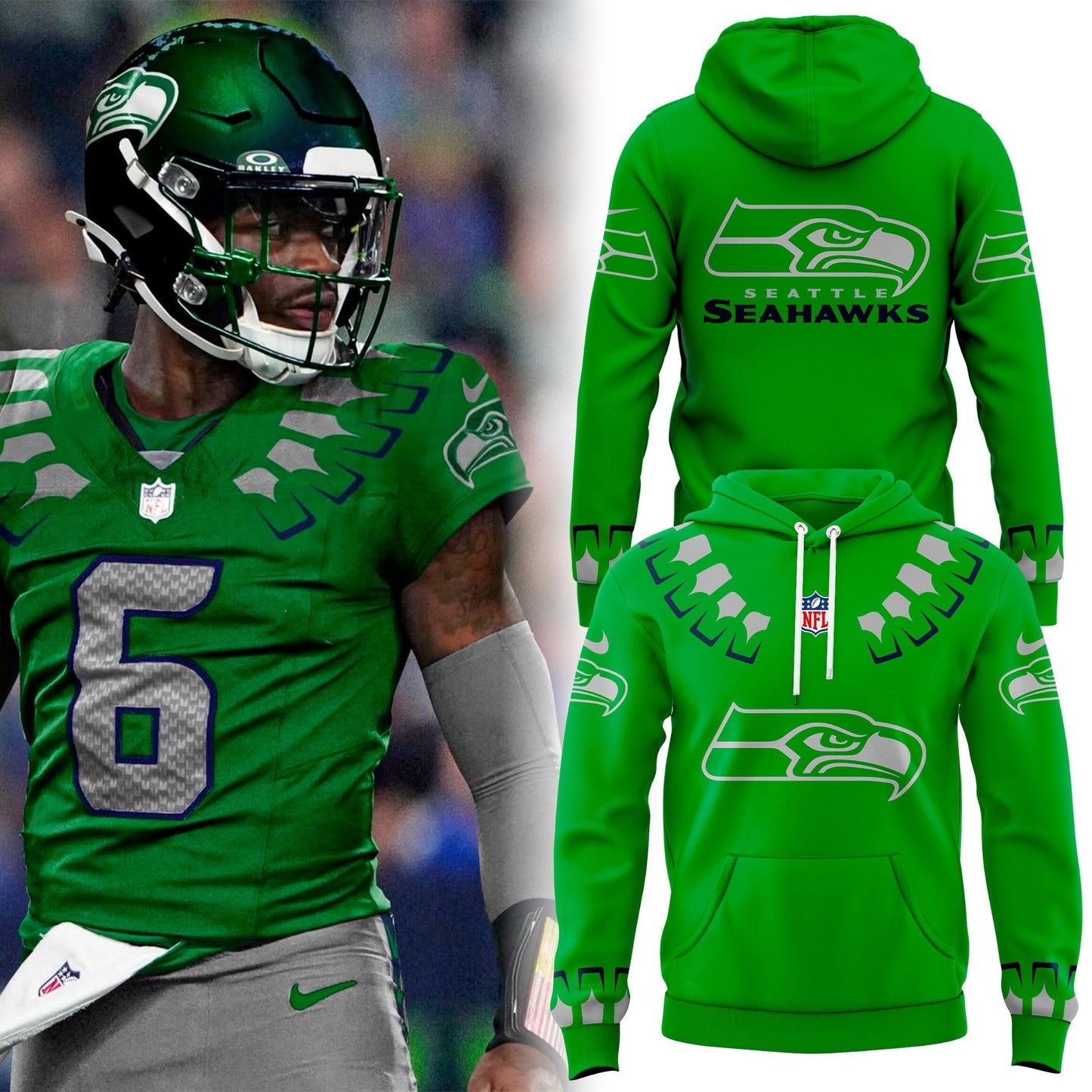 Seattle Seahawks 2025 The Graphic God Hoodie v3 | QZ19 – Fabled Stitches