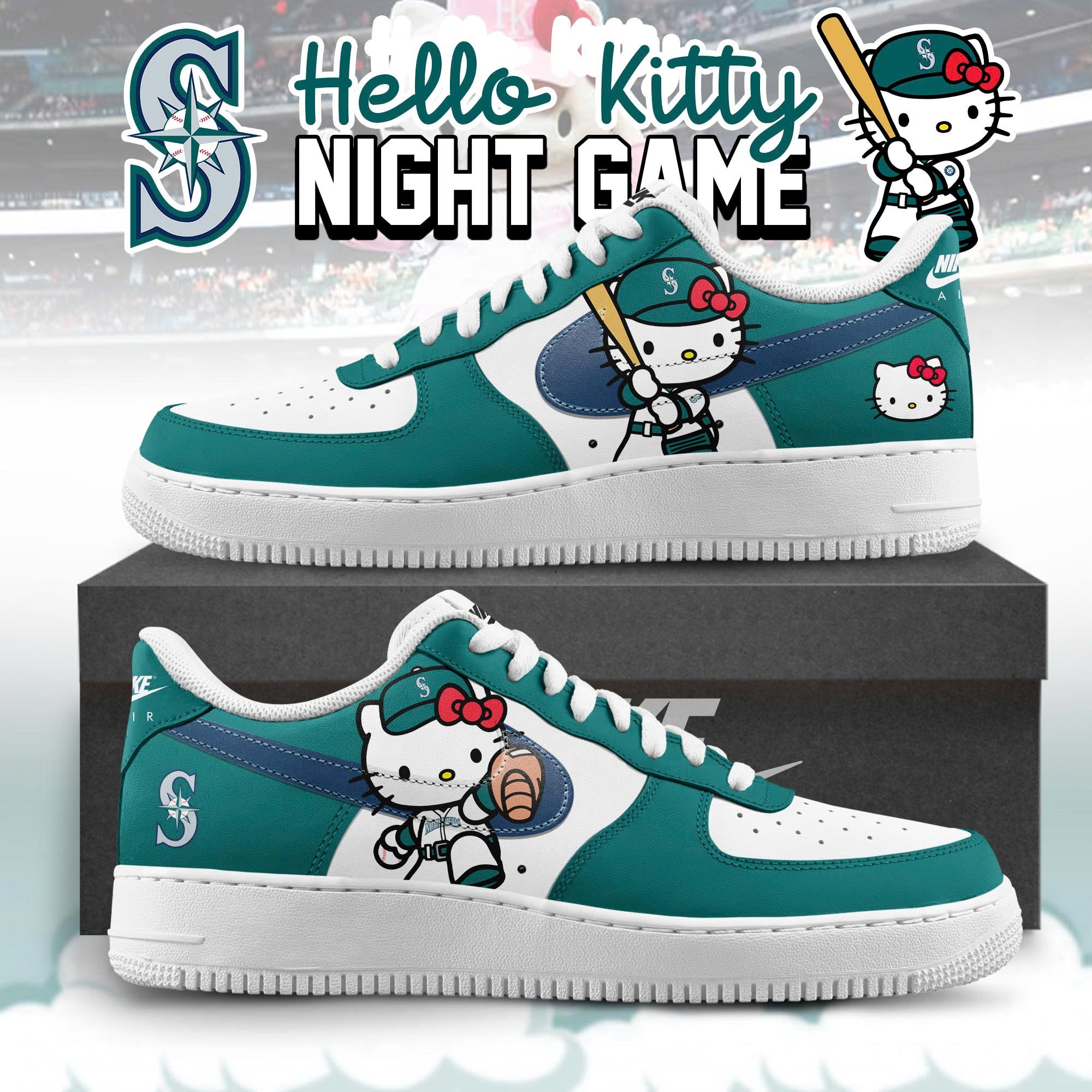 Limited Edition Seattle Mariners MLB x Hello Kitty Game 2025 New AF1 S ...